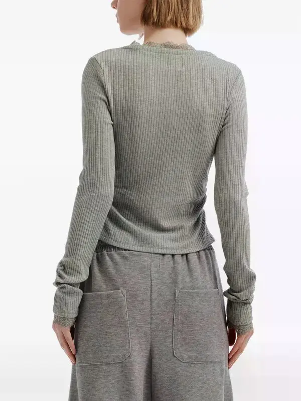 B+AB Lace-trim Ribbed Top