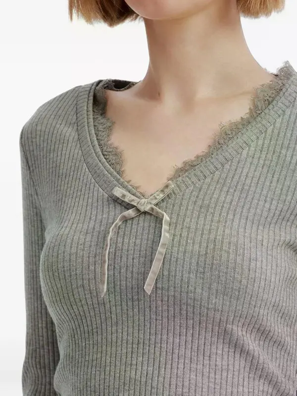 B+AB Lace-trim Ribbed Top