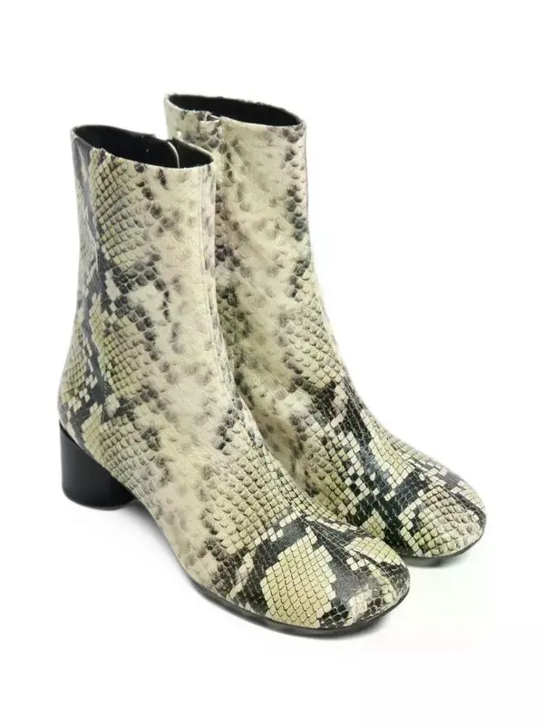 Bimba Y Lola Snake Print Leather Heel Ankle Boots