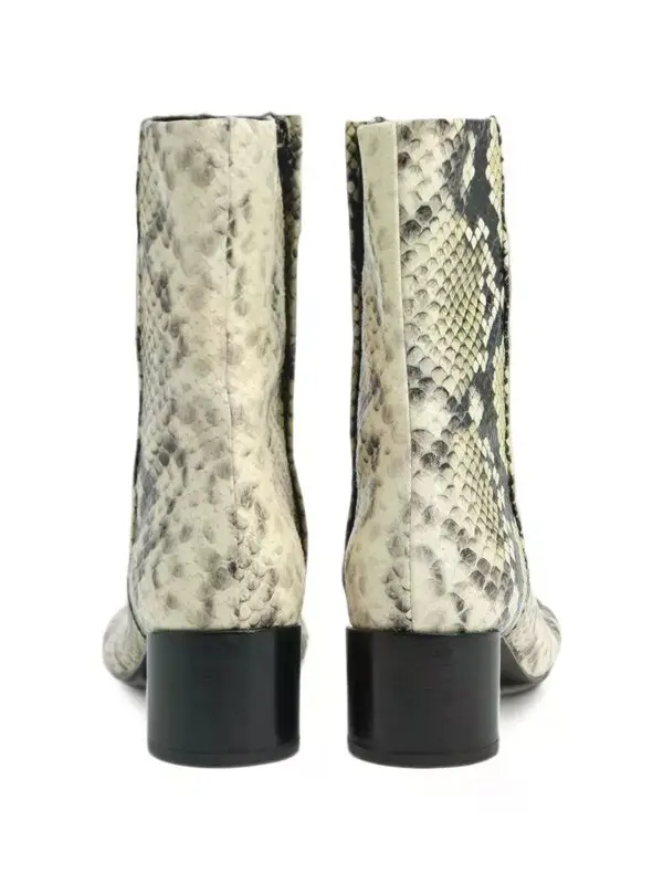 Bimba Y Lola Snake Print Leather Heel Ankle Boots