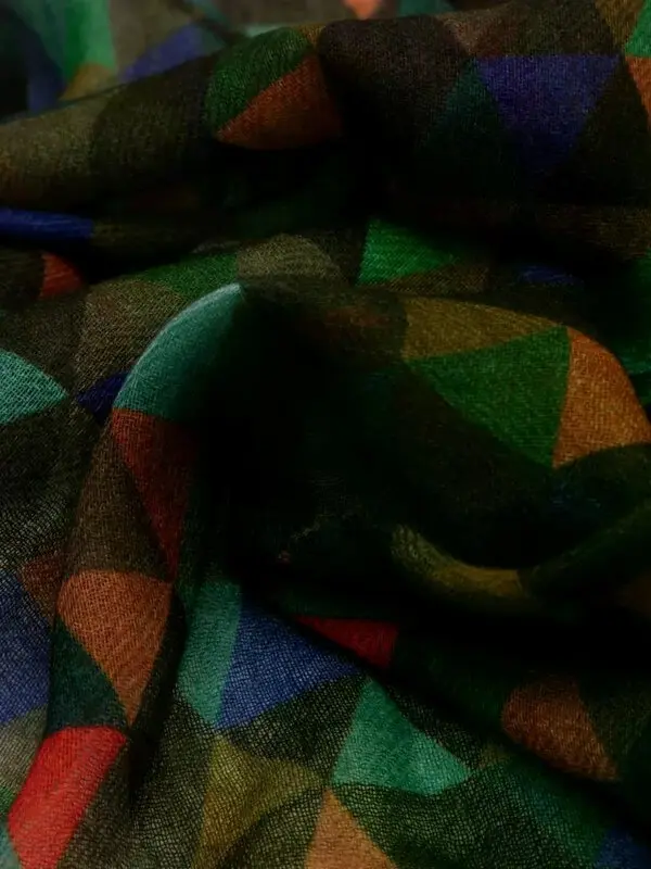 LEATHERSMITH OF LONDON Geometric-print Fringed Scarf
