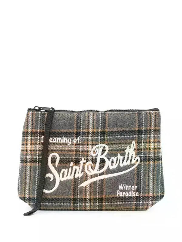 MC2 SAINT BARTH Aline Check-pattern Clutch Bag - Grey