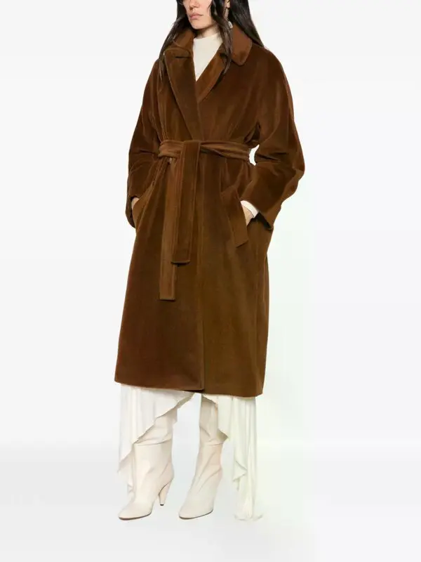 Marella Belted Virgin-wool Coat - Brown
