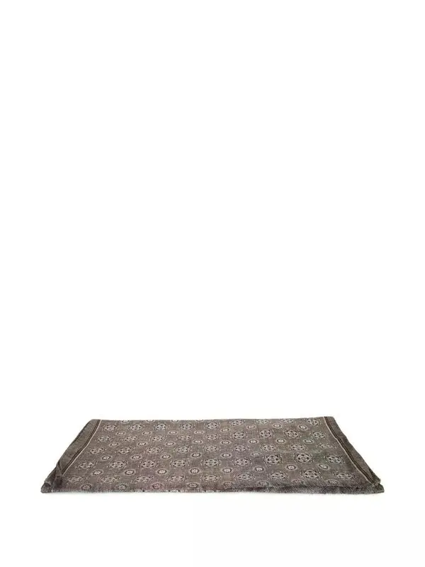 DELL'OGLIO Geometric-print Frayed Scarf - Green