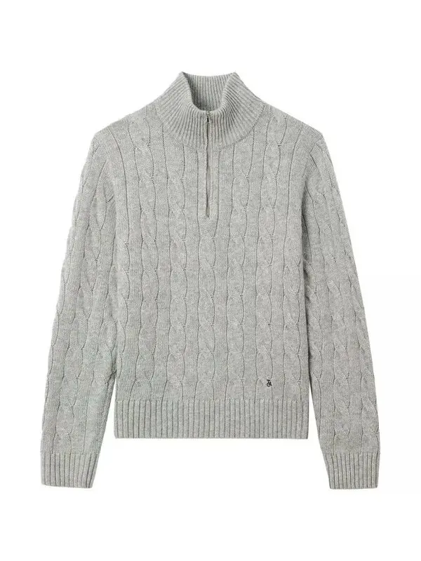 TOUT A COUP Cable-knit Quarter-zip Sweater