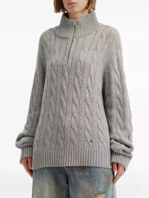 TOUT A COUP Cable-knit Quarter-zip Sweater