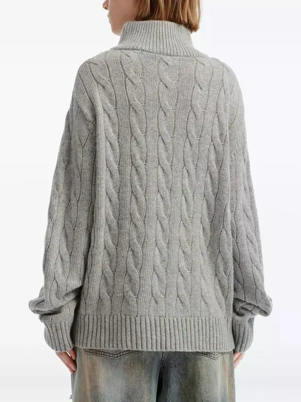 TOUT A COUP Cable-knit Quarter-zip Sweater