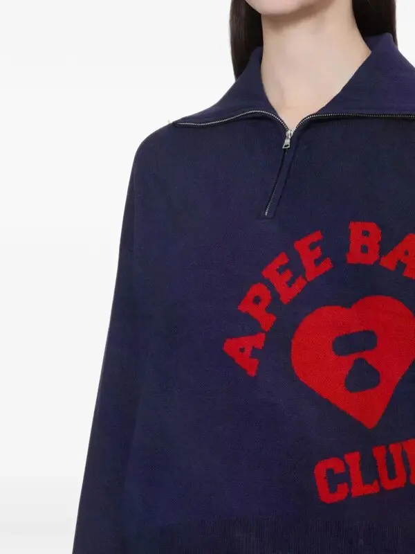 AAPE BY *A BATHING APE Logo-intarsia Half-zip Sweater