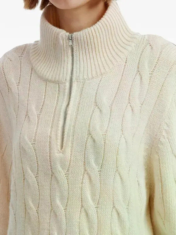 TOUT A COUP Cable-knit Quarter-zip Sweater