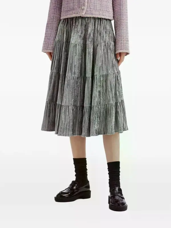 B+AB Pleated Tiered Midi Skirt