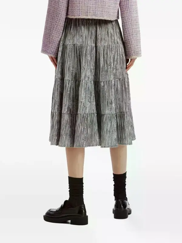 B+AB Pleated Tiered Midi Skirt