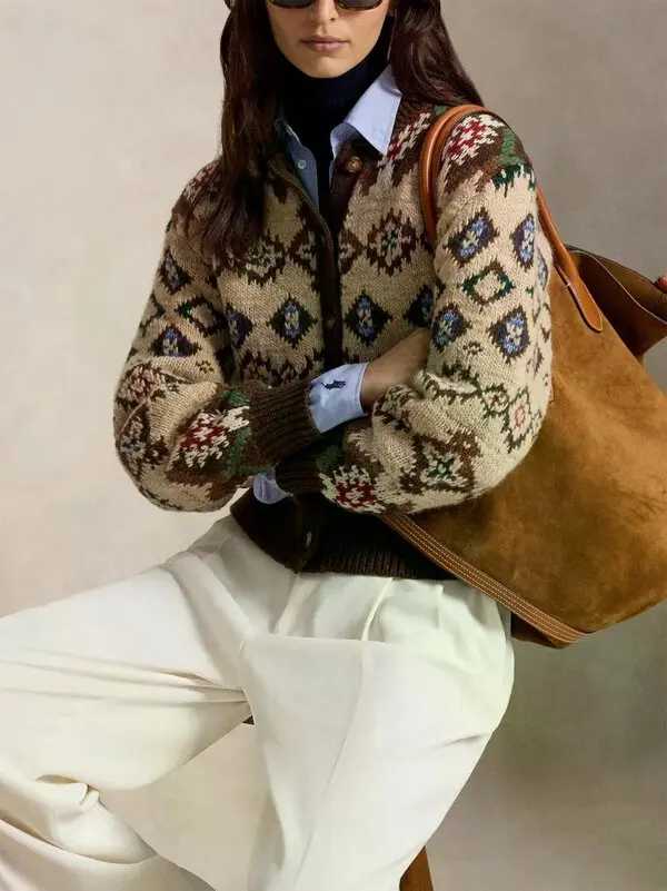 Polo Ralph Lauren Patterned Balloon-sleeve Cardigan