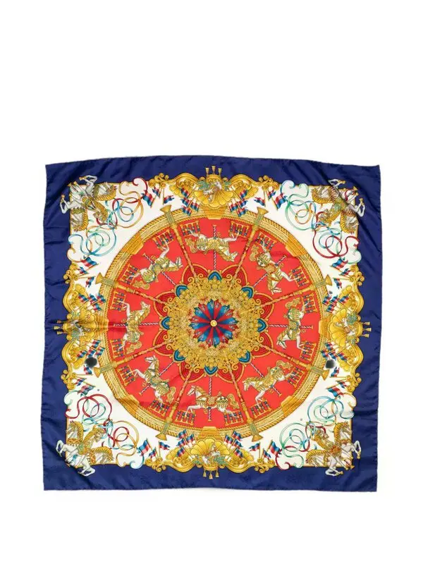 Hermès Carousel-print Silk Scarf - Blue