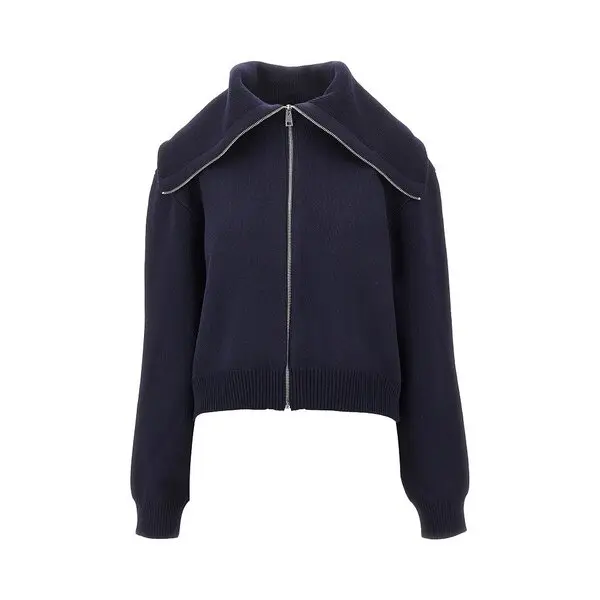 RÓHE Stretch Wool Full-zip Cardigan - Blue