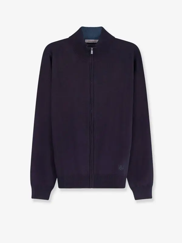 Corneliani Fullzip Wool Cardigan - Blue