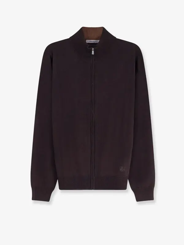 Corneliani Fullzip Wool Cardigan - Brown