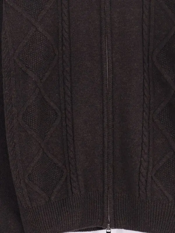 Corneliani Wool And Cashmere Fullzip Cardigan - Brown