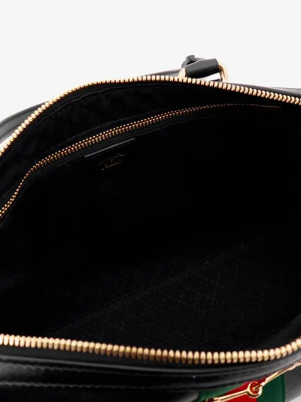 Gucci Borsetto Leather Handbag With Web Detail On The Front