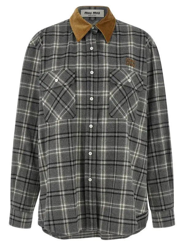 Miu Miu Check Shirt - Gray