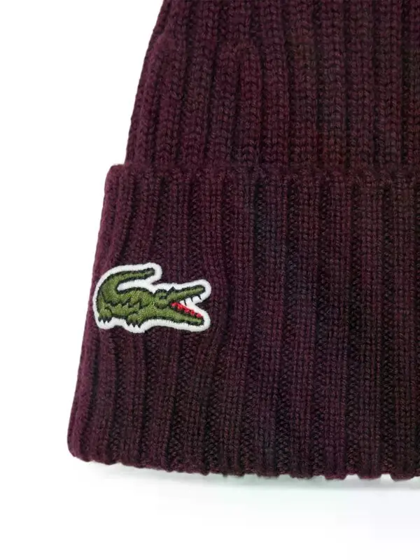 Lacoste Logo-patch Ribbed-knit Beanie Hat