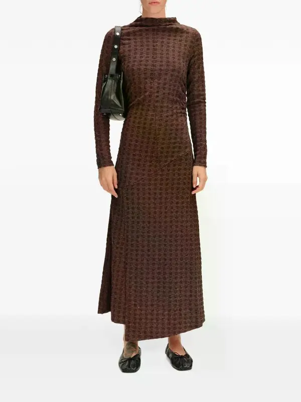 Bimba Y Lola Chocolate Textured Ruched Dress