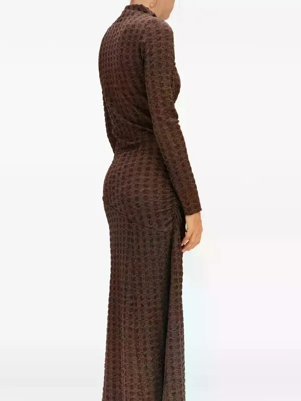 Bimba Y Lola Chocolate Textured Ruched Dress