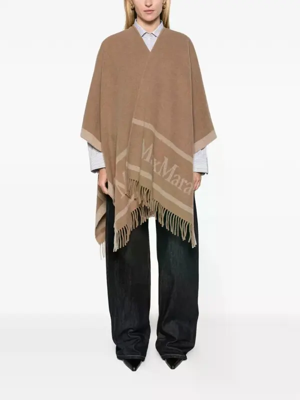 Max Mara Jacquard Wool Poncho Camel