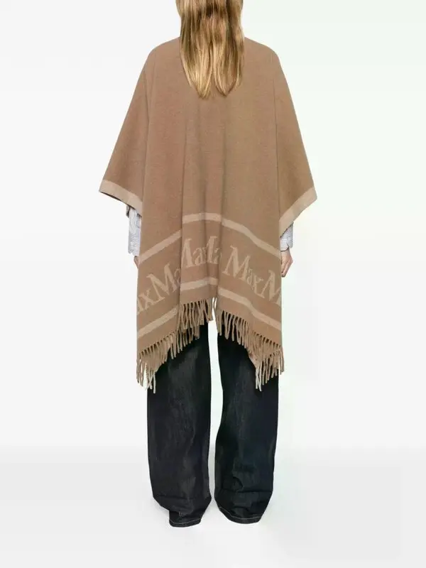 Max Mara Jacquard Wool Poncho Camel