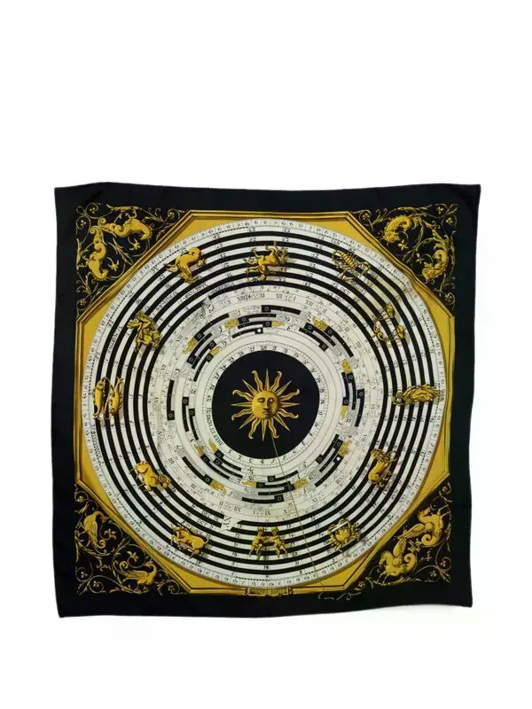 Hermès Dies Et Hore Silk Scarf - Black