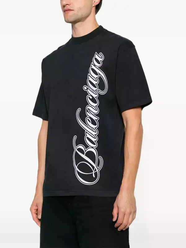 Balenciaga Cursive Medium Fit T-shirt In /white