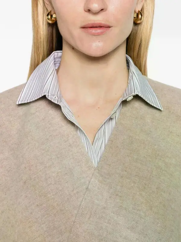Max Mara Jacquard Wool Poncho Beige
