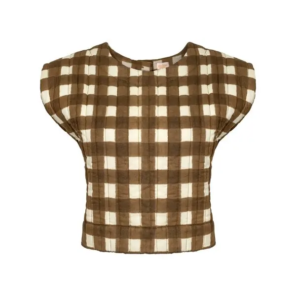 SUNSHINE TIENDA Painted Gingham Quilted Greta Top - Green