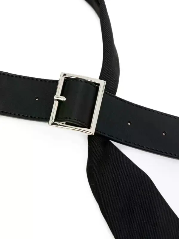 Noir Kei Ninomiya Buckle-fastening Leather-trim Tie