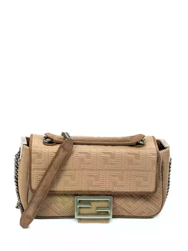 Fendi Midi Baguette Ff Canvas Cross Body Bag - Neutrals