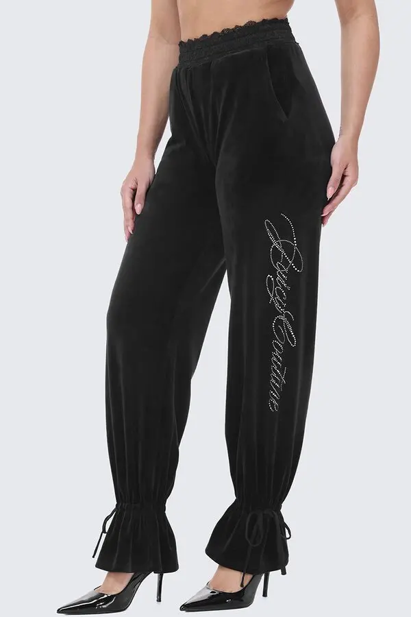Juicy Couture Small Bling Velour Track Pants - Liquorice