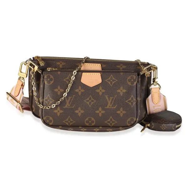 LOUIS VUITTON Rose Clair Monogram Canvas Multi Pochette Accessoires - Brown