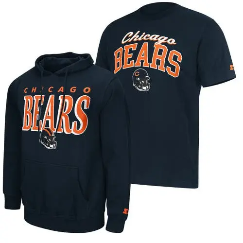STARTER Chicago Bears Vintage Logo Hoodie & T-shirt Combo Pack - Navy