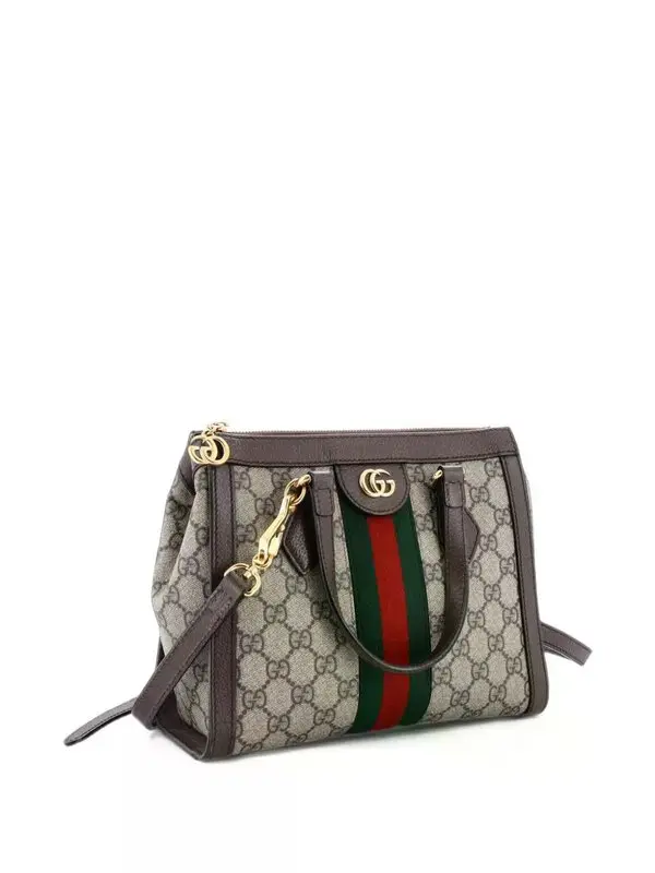 Gucci Ophidia Top Handle Gg Coated Canvas Small Tote Bag - Brown