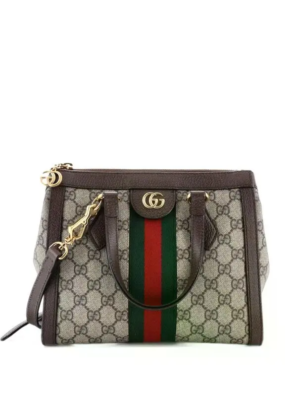 Gucci Ophidia Top Handle Gg Coated Canvas Small Tote Bag - Brown