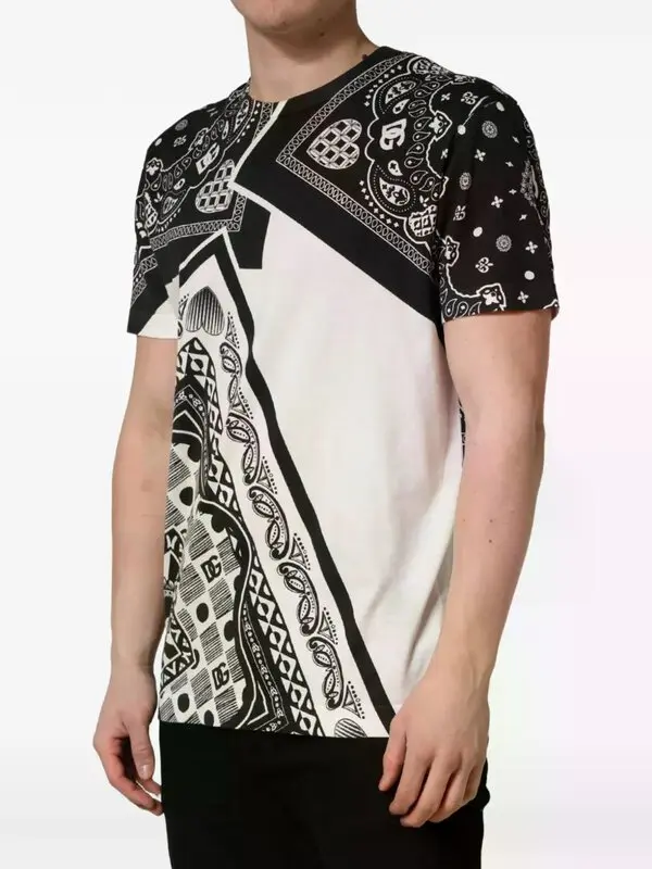Dolce & Gabbana Bandana-print Cotton T-shirt - Black