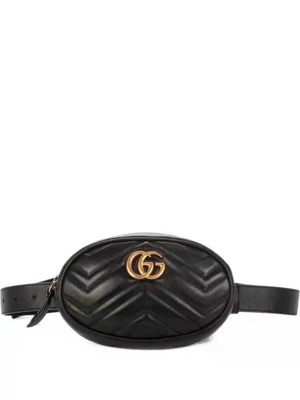 Gucci Gg Marmont Chevron Mini Bag - Black