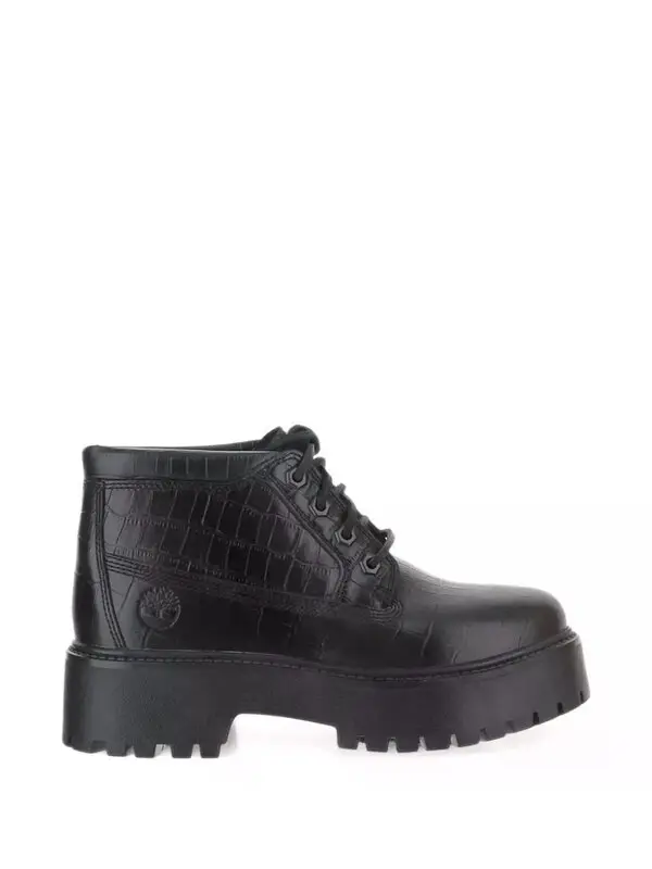 Timberland Mid Stone Street Crocodile-effect Ankle Boots - Black