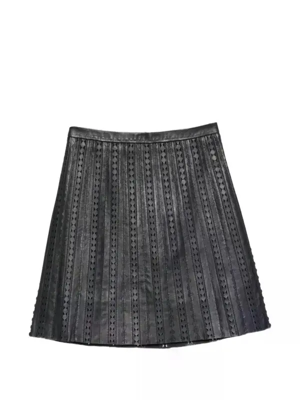 YVES SALOMON Perforated Panelled Leather Mini Skirt