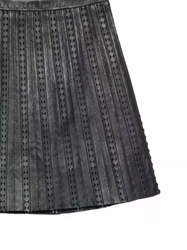 YVES SALOMON Perforated Panelled Leather Mini Skirt