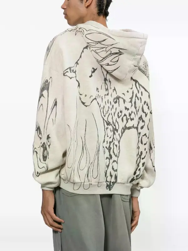 HELLSTAR Graffiti-print Zip-up Hoodie