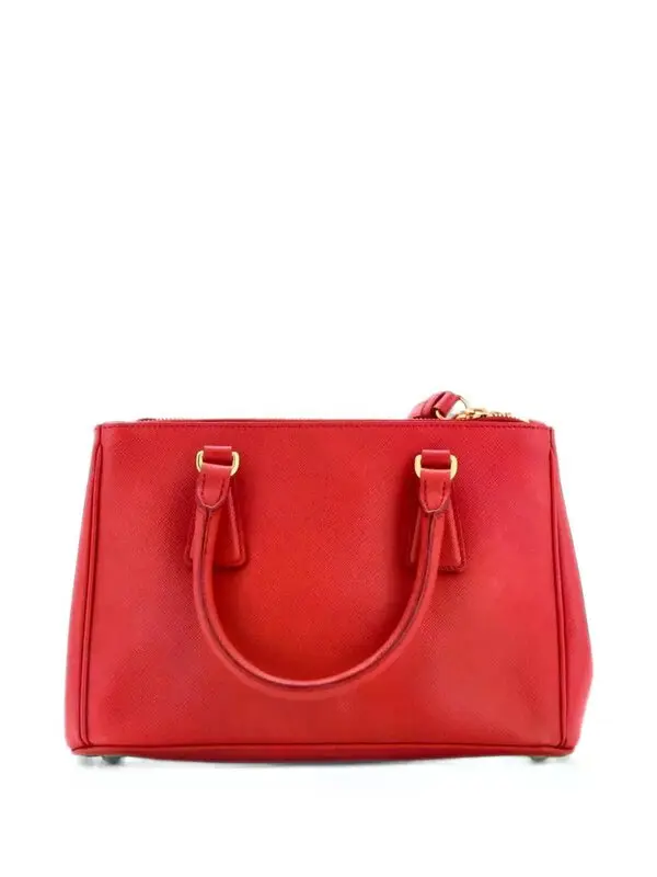 Prada Double Zip Lux Saffiano Leather Small Tote Bag - Red