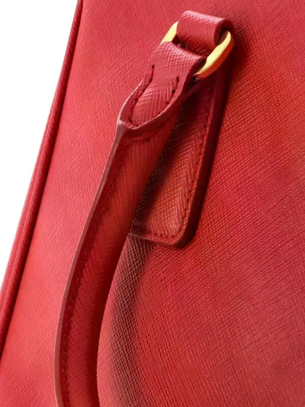 Prada Double Zip Lux Saffiano Leather Small Tote Bag - Red