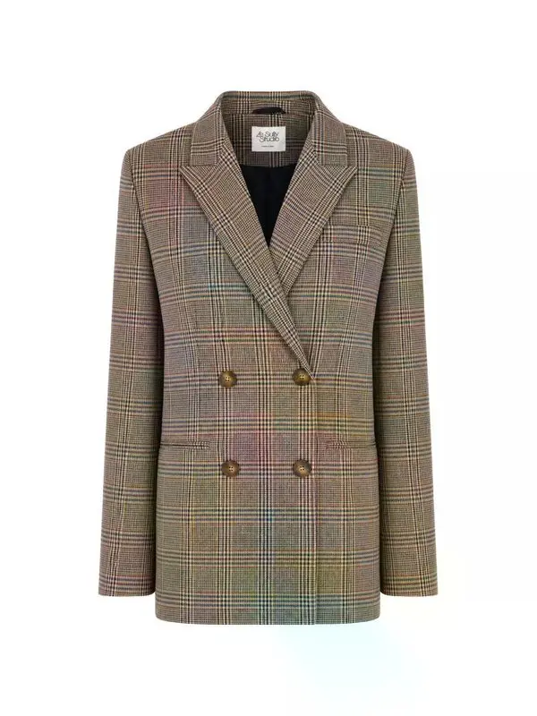 LE SULLY STUDIO Check-pattern Double-breasted Jacket - Brown
