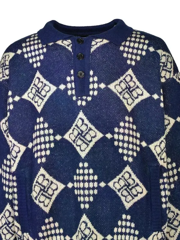 BREATH Geometric-pattern Polo Sweater