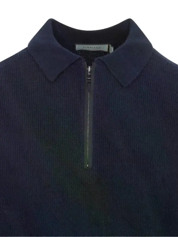 Canali Ribbed Half-zip Polo Shirt